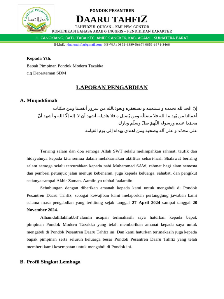 Contoh Format Laporan Pengabdian Alumni 2024 | PDF
