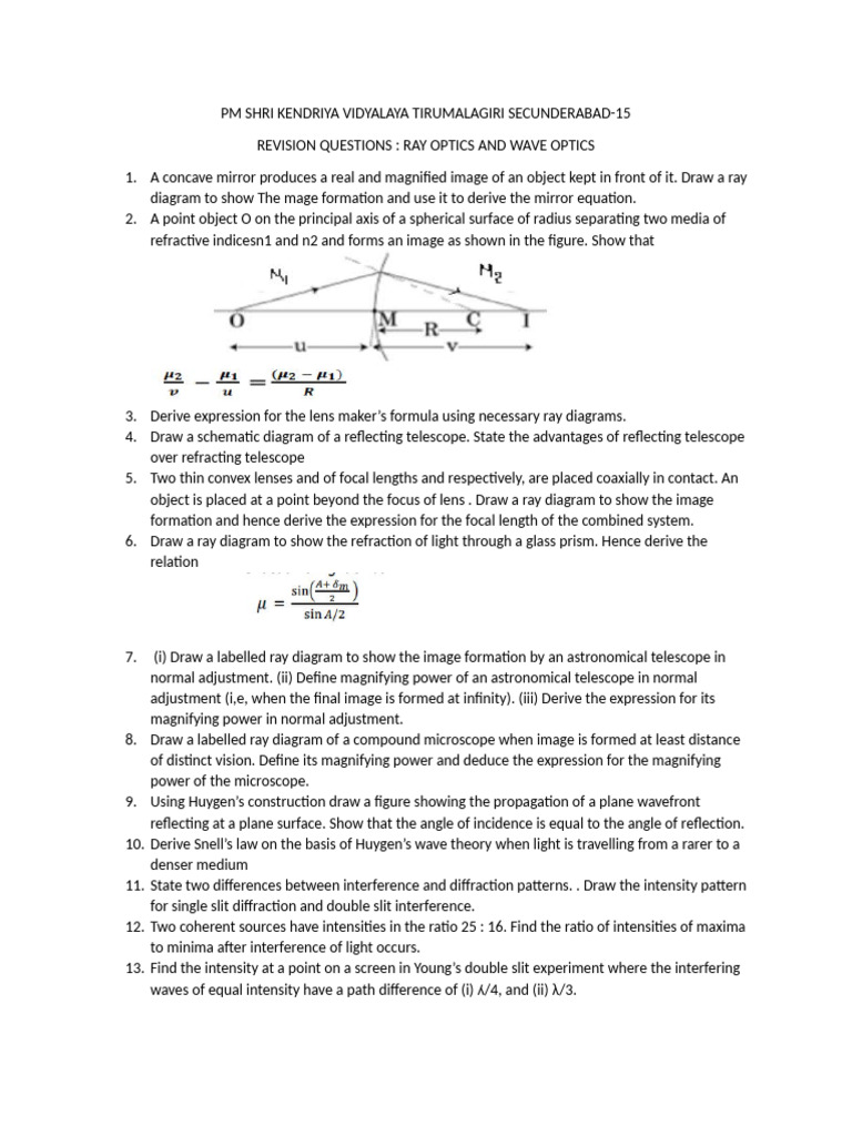 Ray Optics& Wave Optics | PDF | Optics | Diffraction
