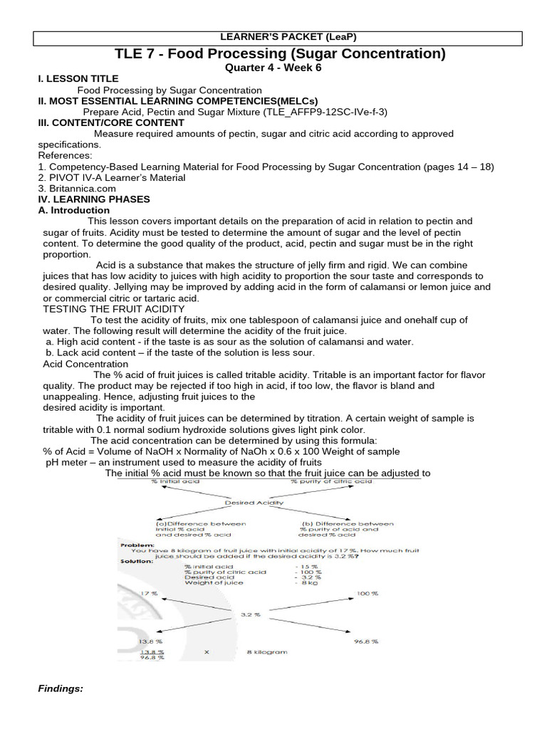 Food Processing: Sugar Concentration Guide | PDF | Fruit Preserves ...