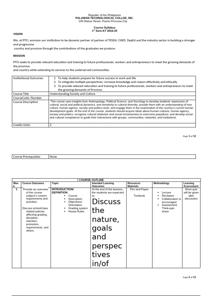 Sociology of Culture Course Syllabus | PDF | Society | Sociology