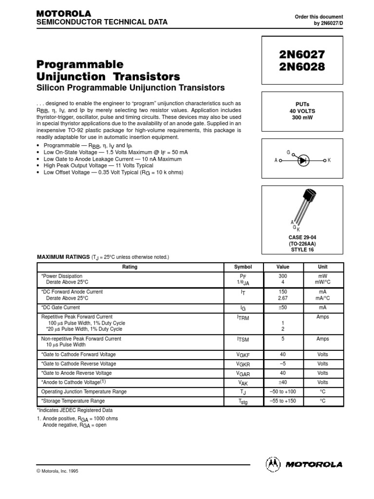 2N6027 | PDF | Amplifier | Field Effect Transistor