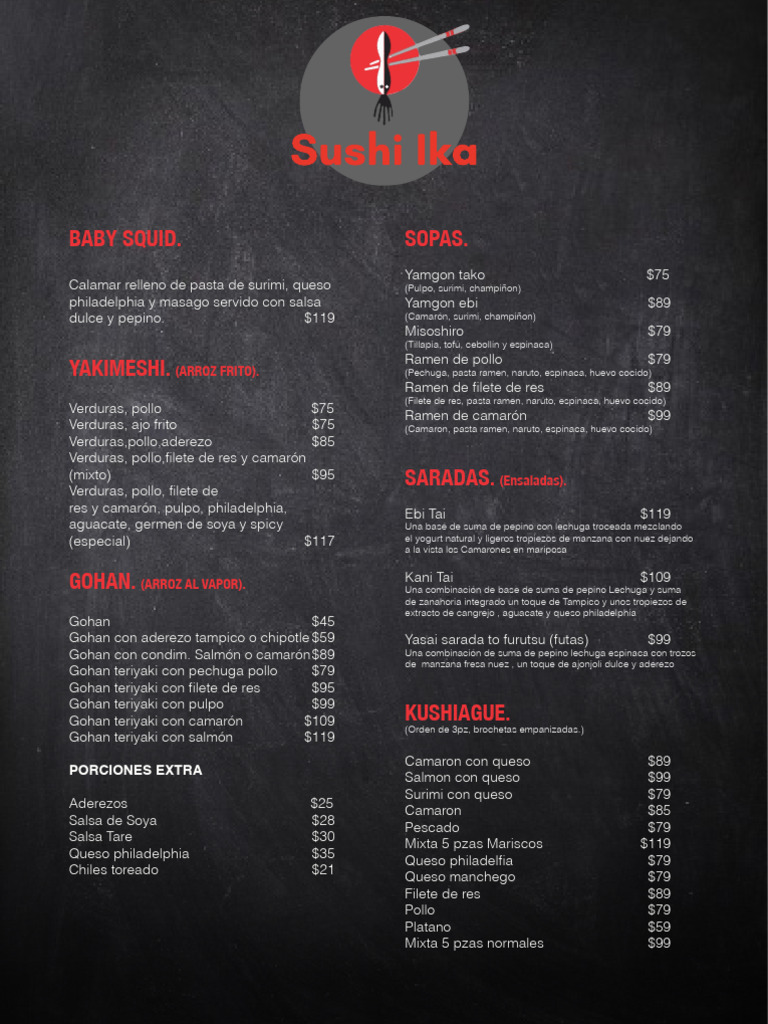 Sushi Ika Menu | PDF | Alimentos