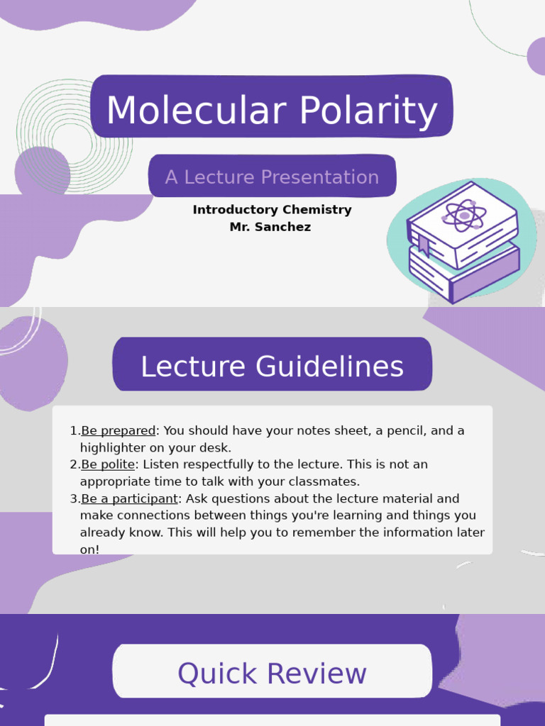 Unit VIII - Lesson 20 - Molecular Polarity | PDF | Chemical Bond ...