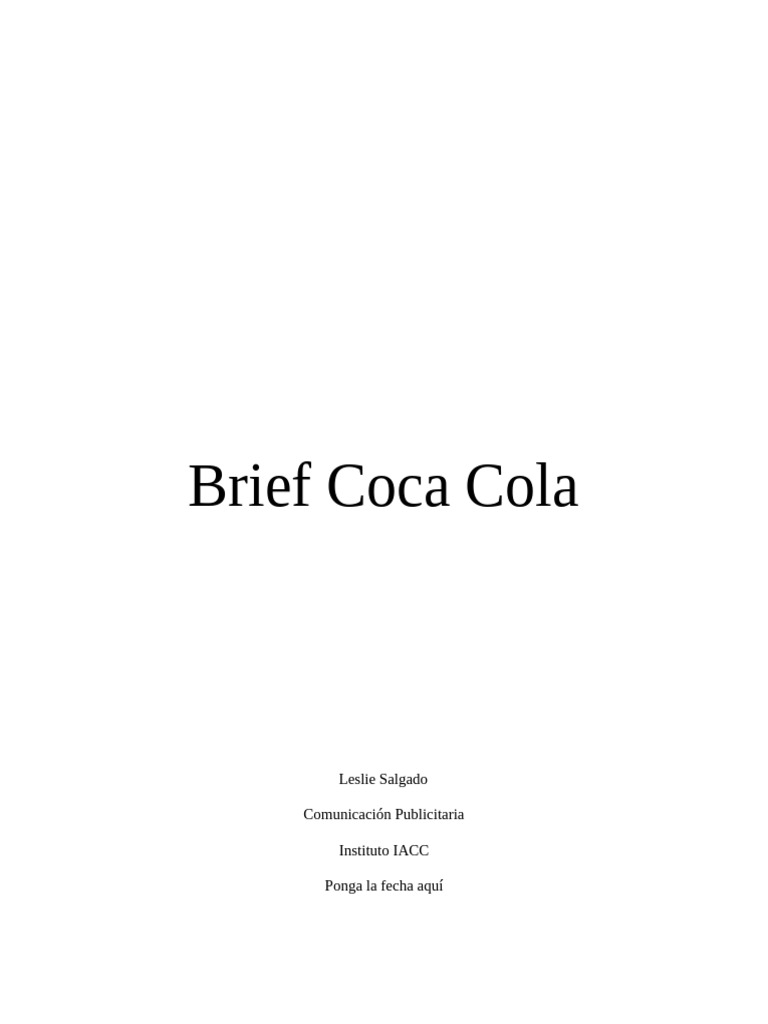 Brief Coca Cola | PDF | Coca Cola | Marketing