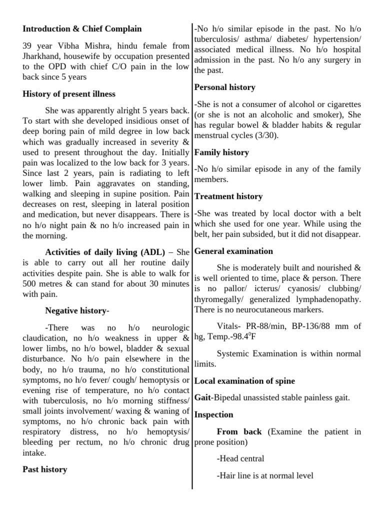 Spine History Taking-Final | PDF | Anatomical Terms Of Motion | Foot
