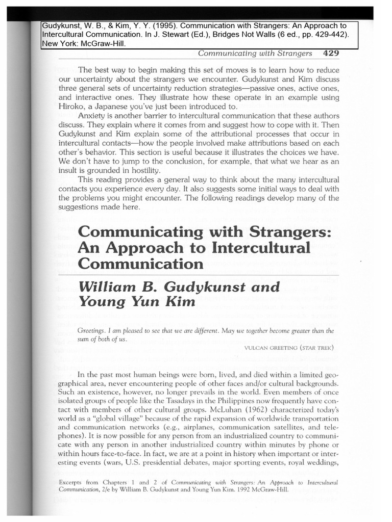 6a - Gudykunst, William & Kim, Young - Communicating With Strangers ...