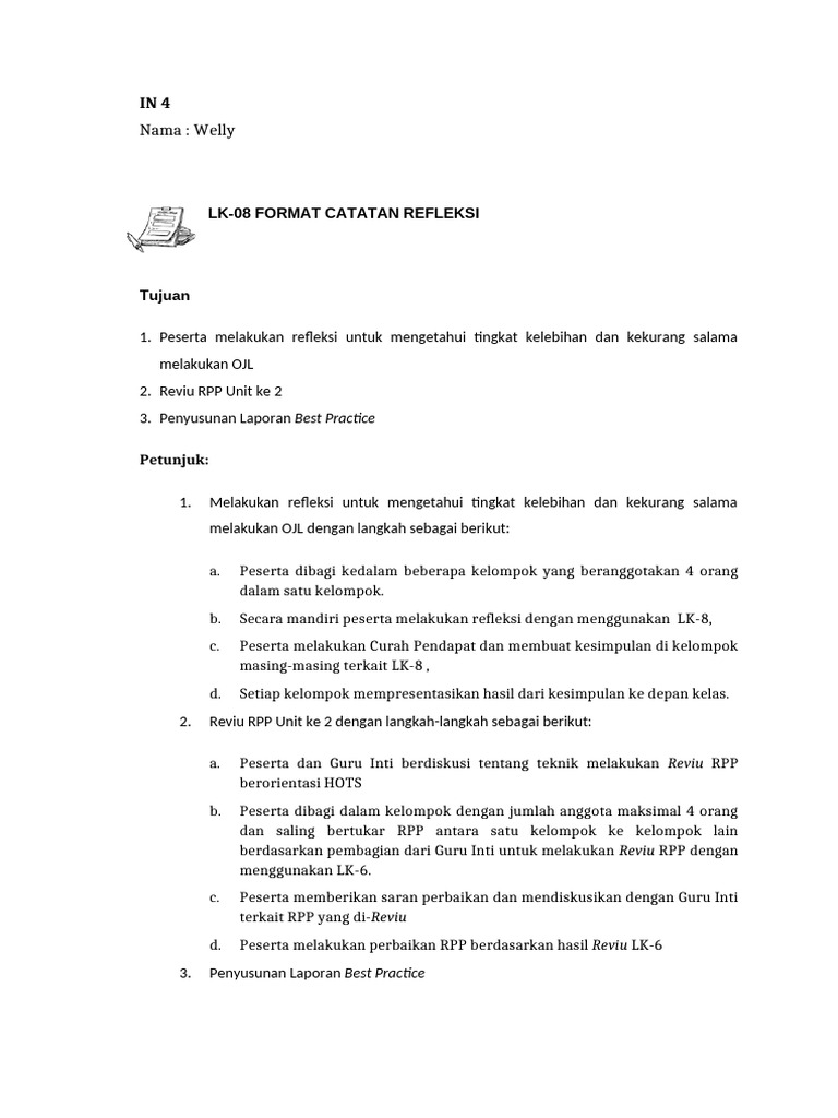 LK - 8 Muhammad Awaluddin Format Catatan Refleksi | PDF