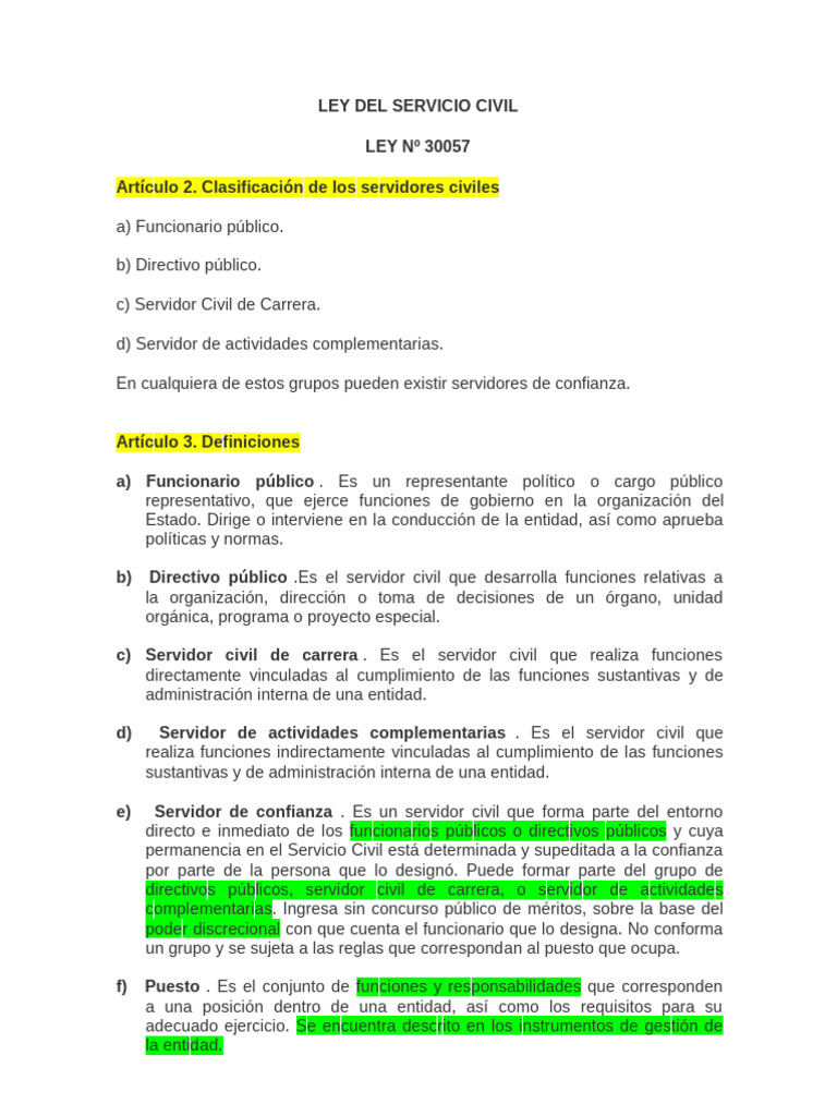 Clasificación y Derechos del Servidor Civil | PDF | Gestión de recursos ...