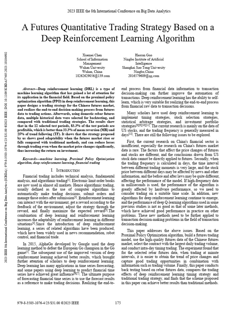 A Futures Quantitative Trading Strategy Based On A Deep Reinforcement Learning Algorithm | PDF ...