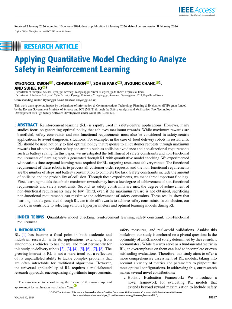 Applying_Quantitative_Model_Checking_to_Analyze_Safety_in_Reinforcement_Learning | PDF | Applied ...