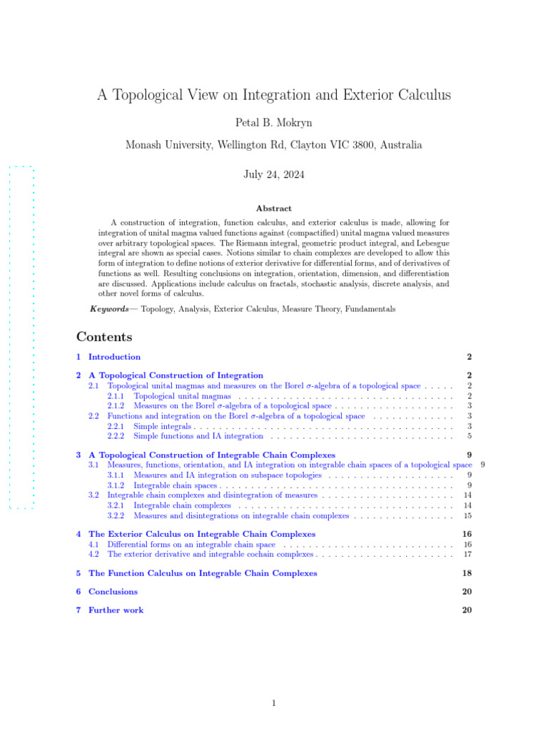 A Topological View On Integration and Exterior Calculus | PDF ...