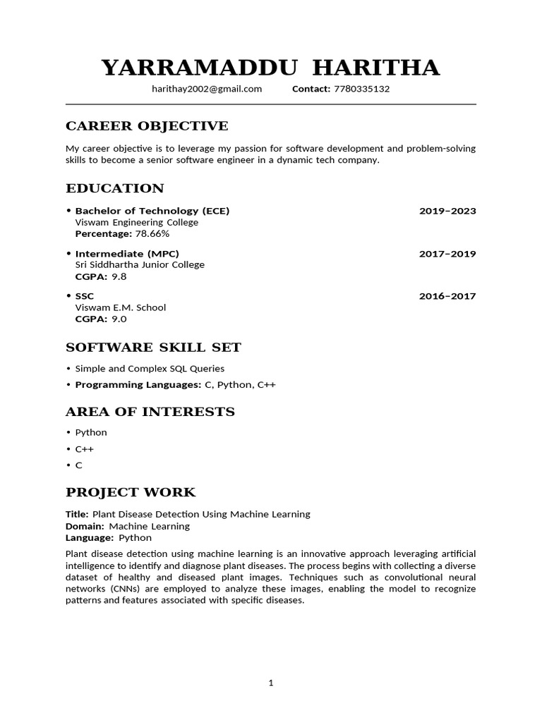 Haritha_B.Tech_Resume | PDF