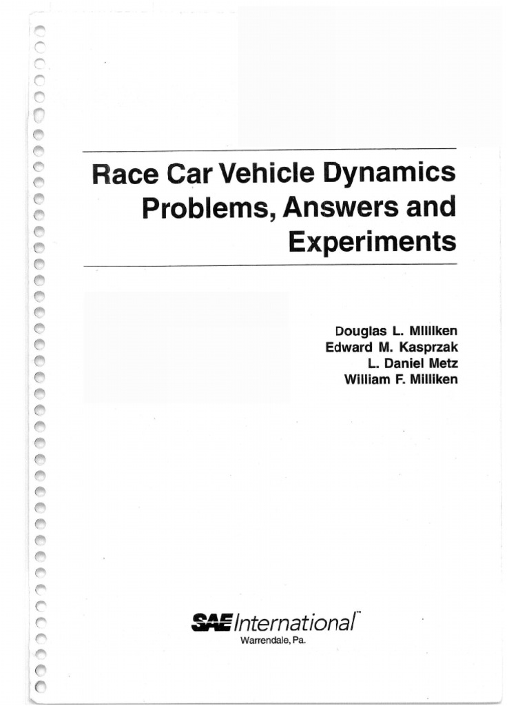 Race Car Vehicle Dynamics - Problems, Answers and Experiments | PDF