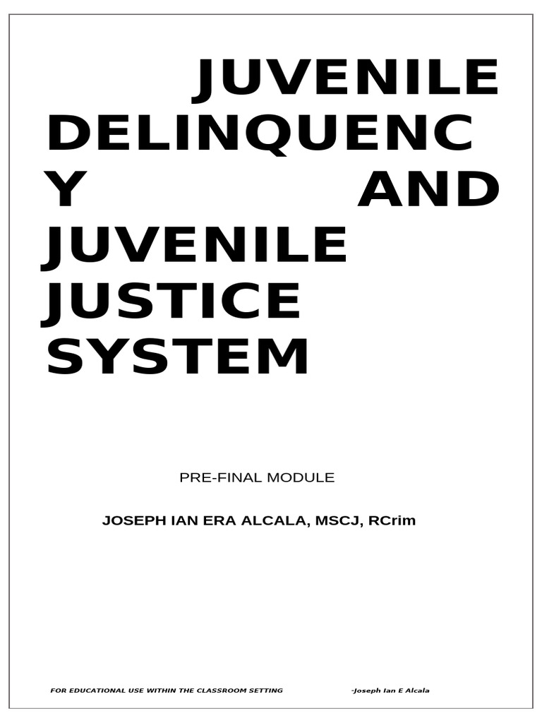 Pre Final Notes in Juvenile Delinquency and Juvenile Justice System ...