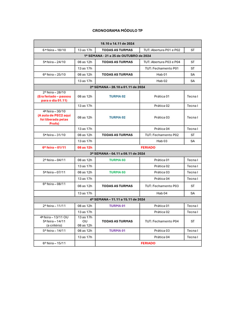 Novo Cronograma Mo-Dulo TP 2 | PDF