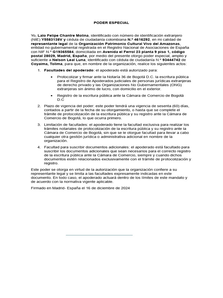 PODER ESPECIAL | PDF | Documento de identidad | Gobierno