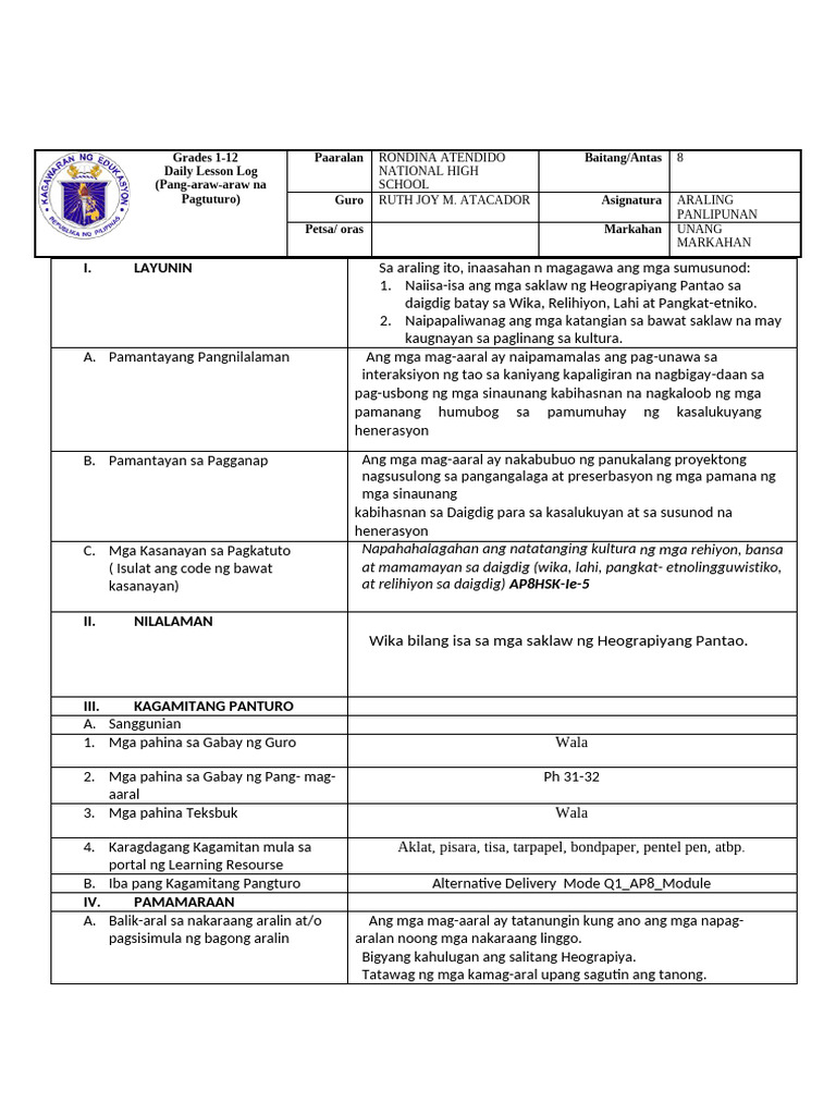For DEMO Final - AP8 1st - Quarter | PDF