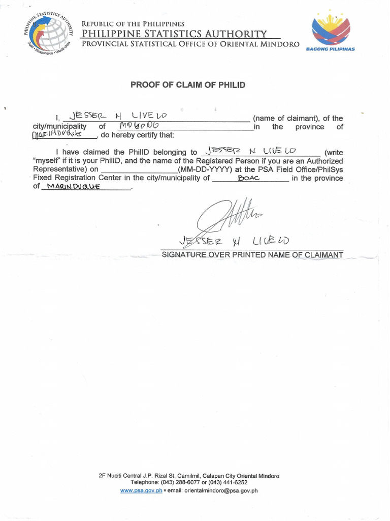 Proof of Claim of Philid | PDF
