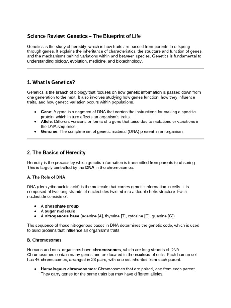 Science Review: Genetics | PDF | Genetics | Gene