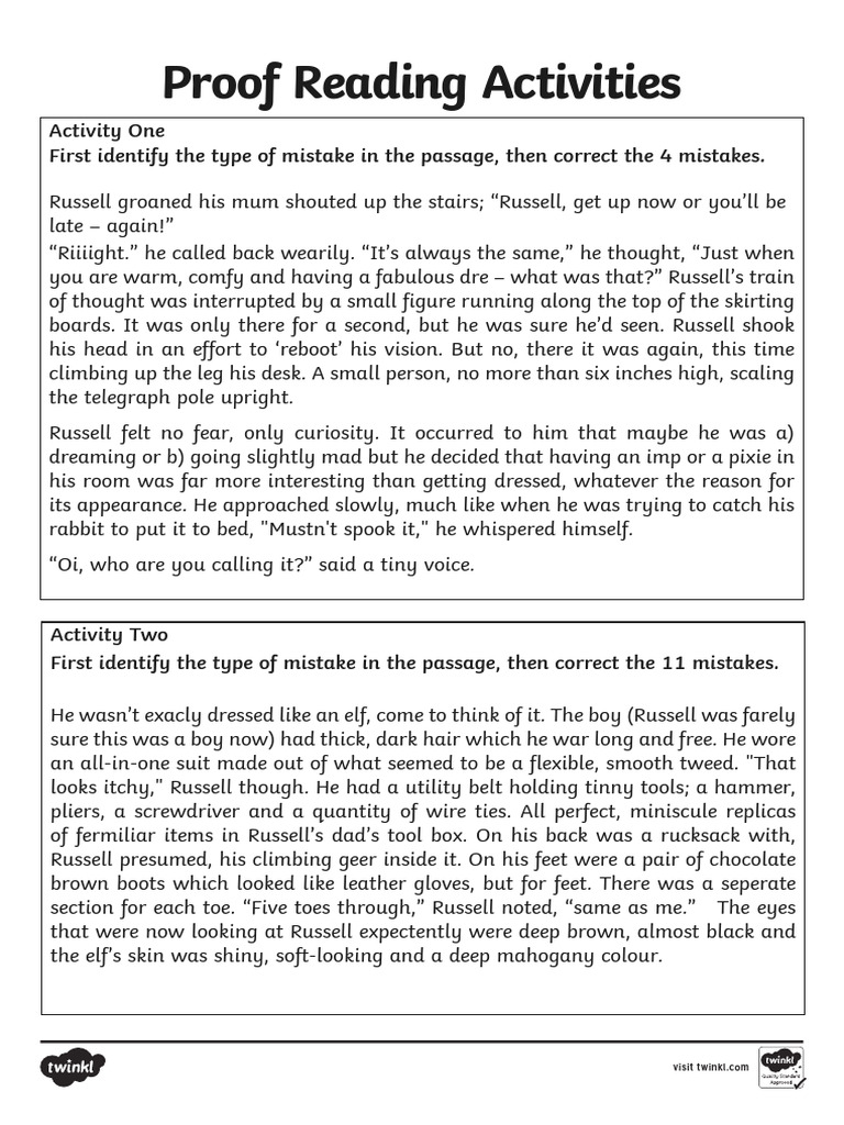 Proofreading Activities for Creative Writing | PDF | Proofreading