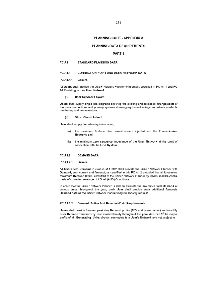 Planning Code - Appendix A Planning Data Requirements | PDF ...