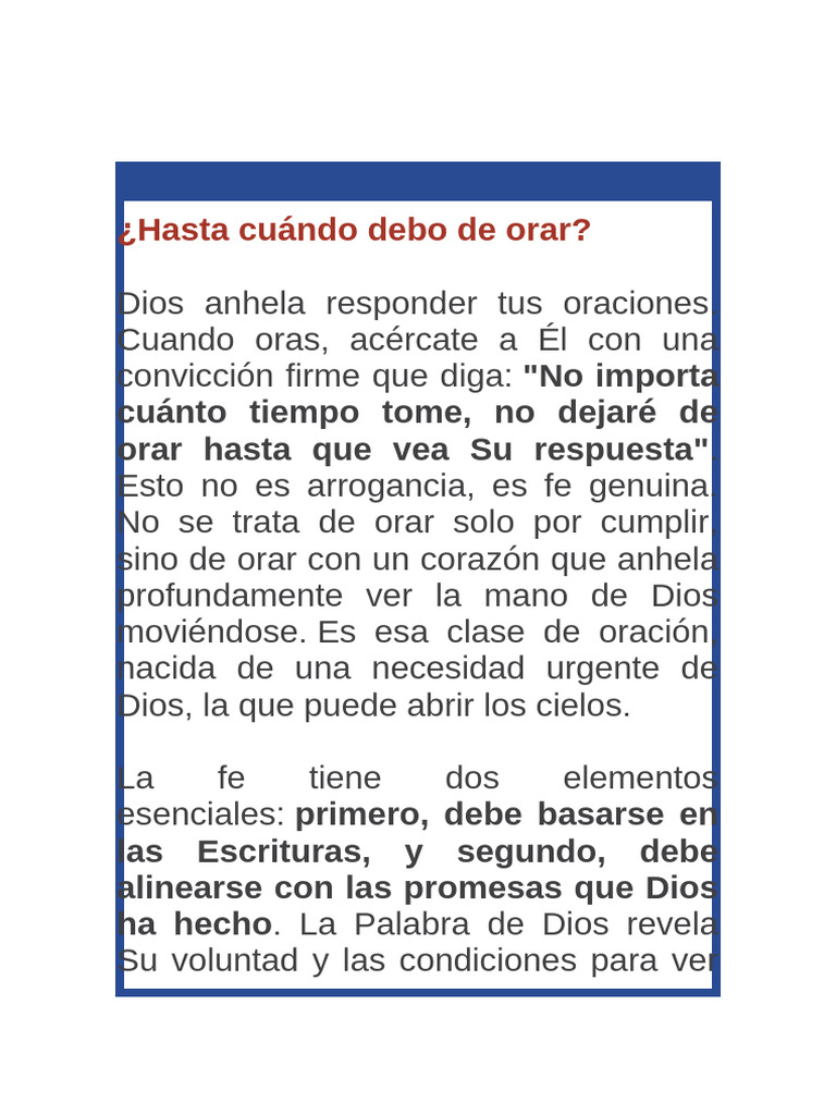 ¿Hasta Cuándo Debo de Orar | PDF | Oración | Dios