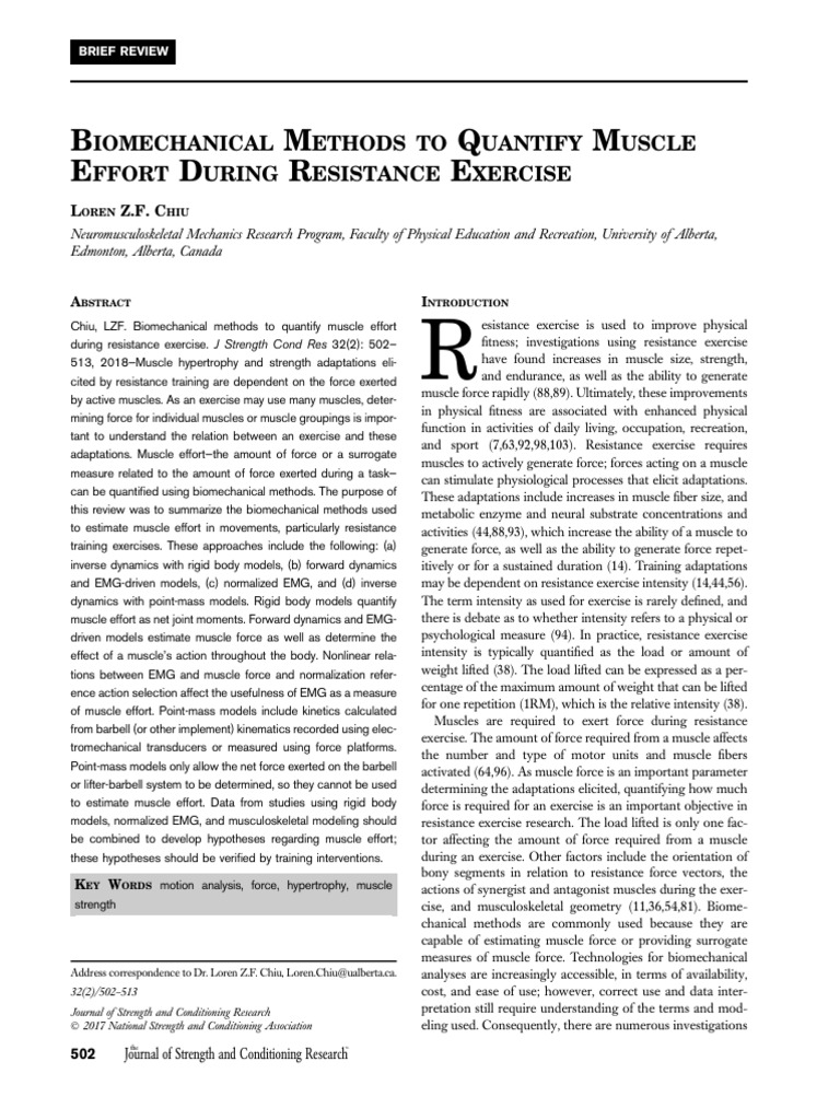Biomechanical Methods To Quantify Muscle Effort.25 | PDF | Strength Training | Force