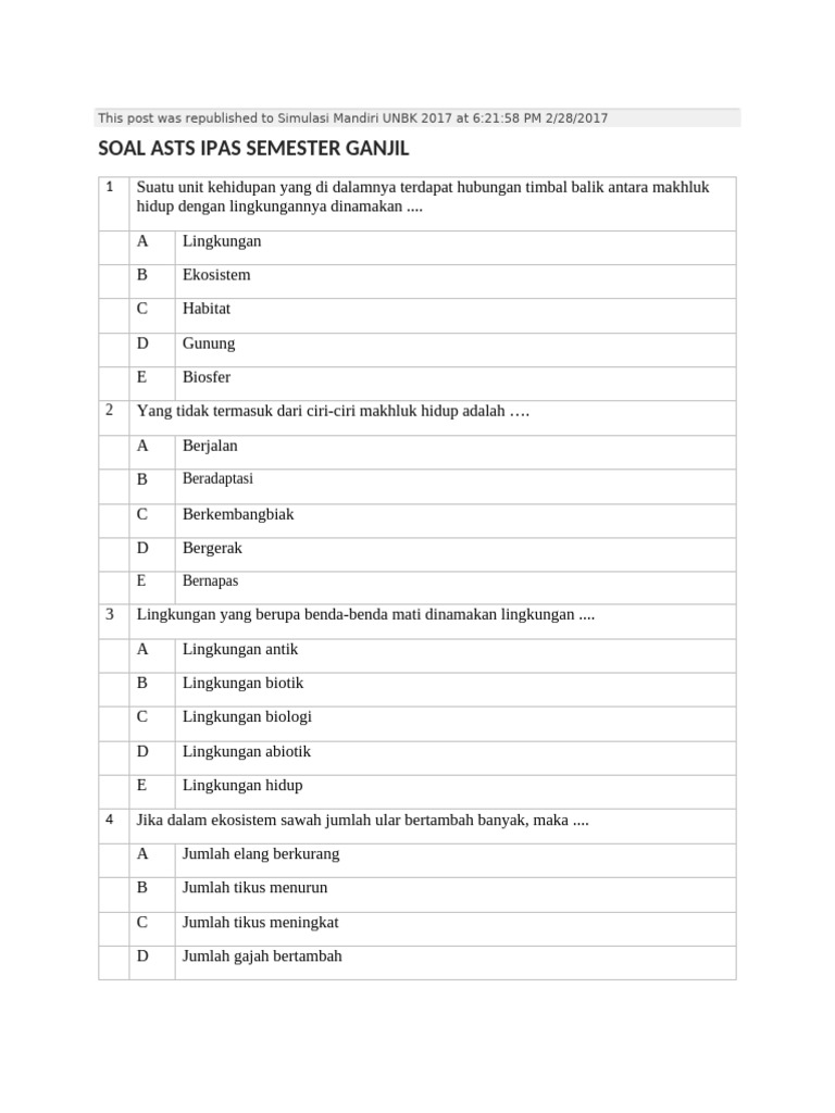 SOAL ASTS IPAS smt ganjil 2024 | PDF