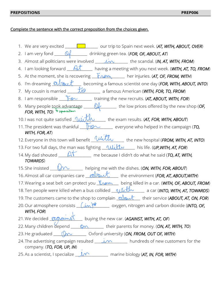 General Prepositions - B1 Exercise (03)_copy | PDF | Nature | Earth Sciences