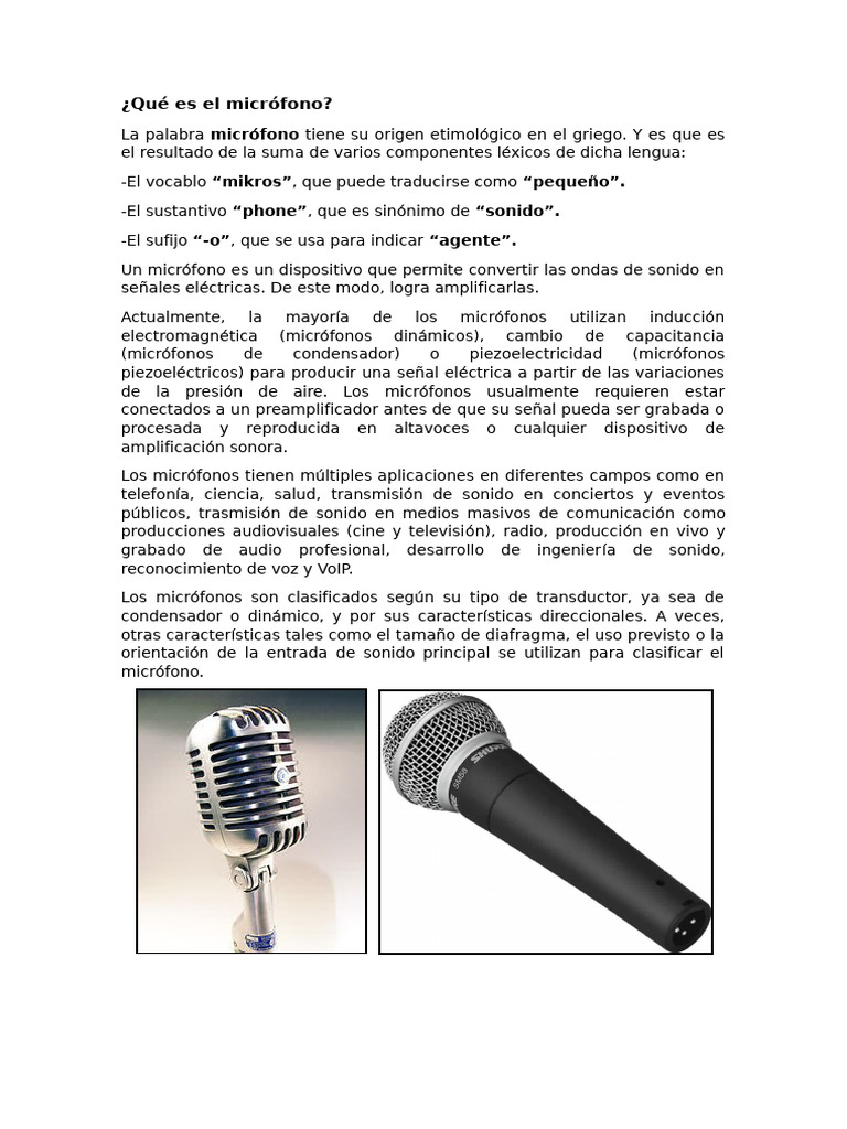 Definición y concepto de micrófono | PDF