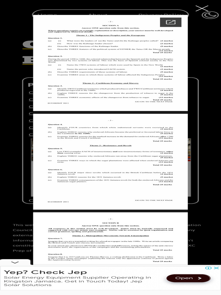 CSEC Caribbean History CXC Prep | PDF | Abolitionism | North America