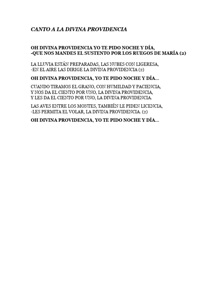 Canto A La Divina Providencia | PDF