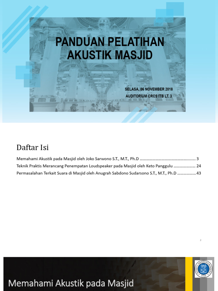 Buku Saku Pelatihan Akustik Masjid | PDF