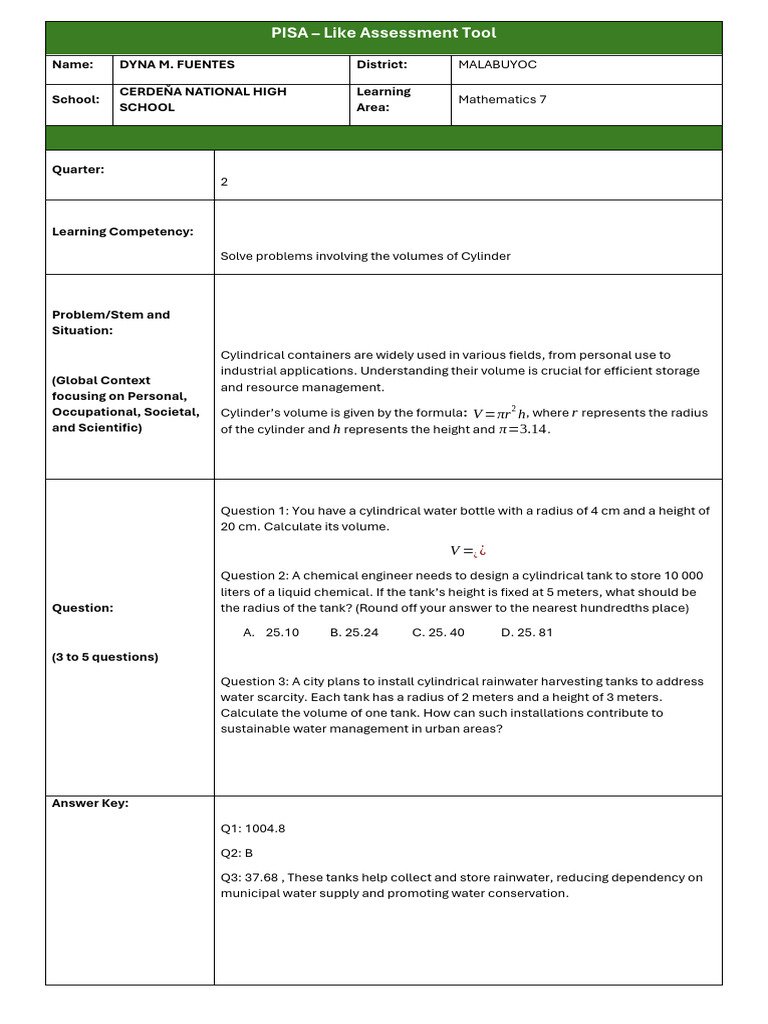 PISA Like Assessment Tool | PDF