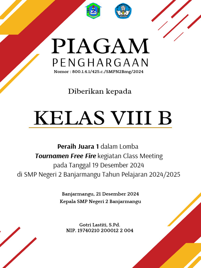 Merah Putih Modern Piagam Penghargaan (2) | PDF