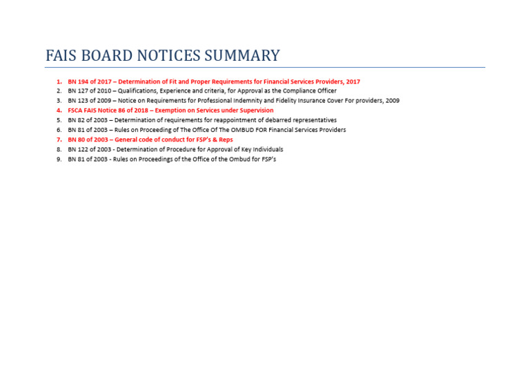 FAIS Board Notices Overview | PDF