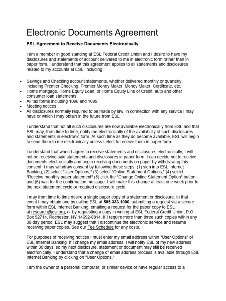 Electronic Documents Agreement | PDF | Credit | Finance & Money Management