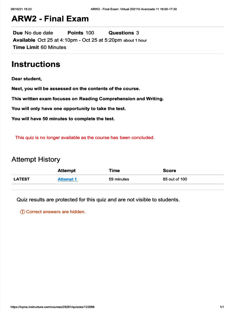 PDF Arw2 Final Exam Virtual 202110 Avanzado 11 16 00 17 30 - Compress | PDF