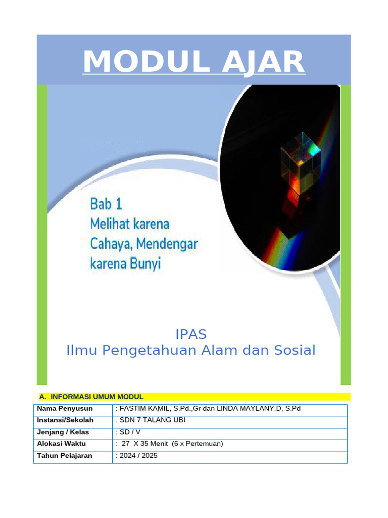 Modul Ajar IPAS Kelas 5 - BAB 1 | PDF
