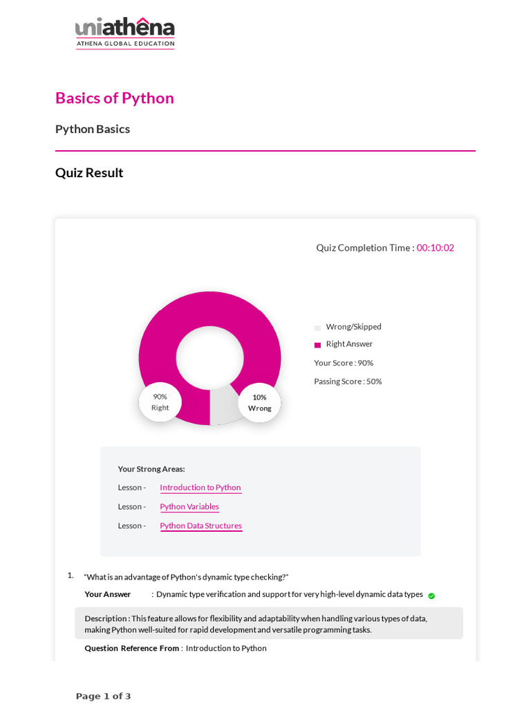 Quizresult Pdf Python Programming Language Variable Computer Science