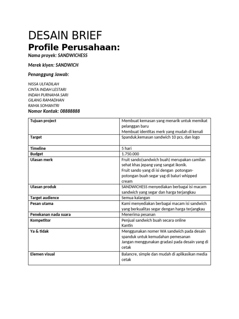 DESAIN BRIEF Kelompok 2 11 DKV 2 | PDF