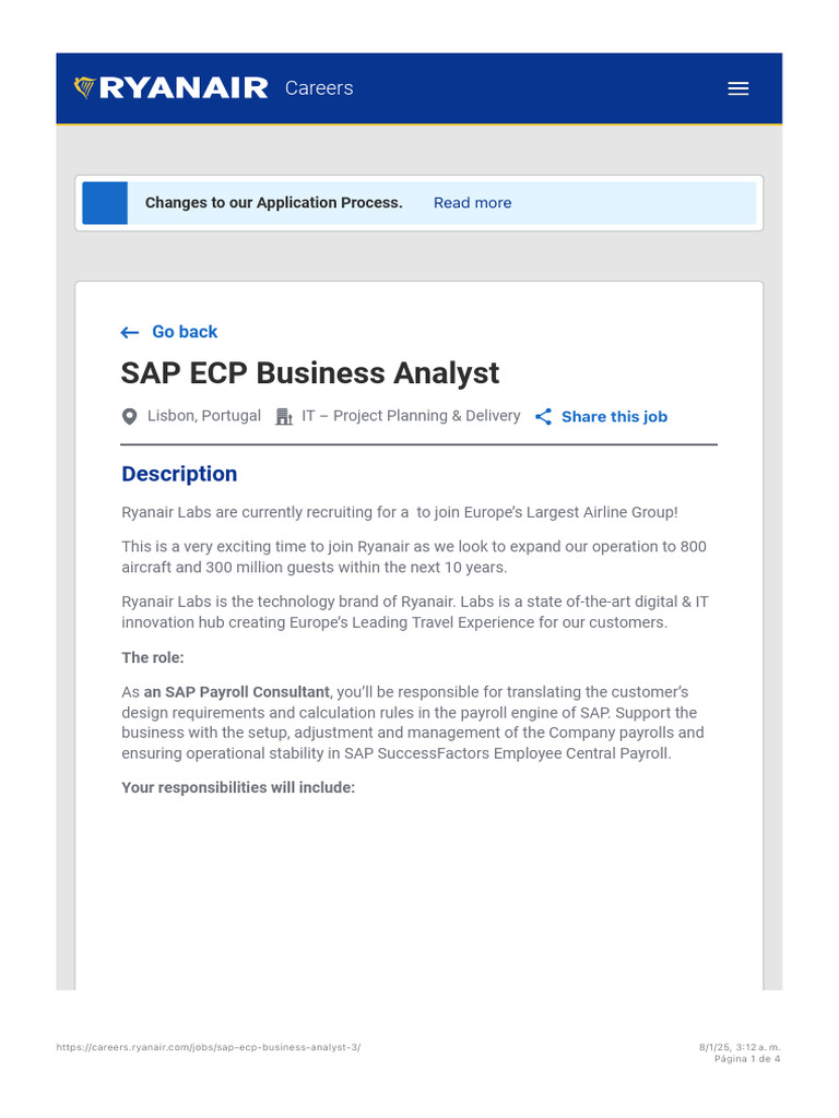 SAP ECP Business Analyst - Careers | PDF | Business Process | Payroll