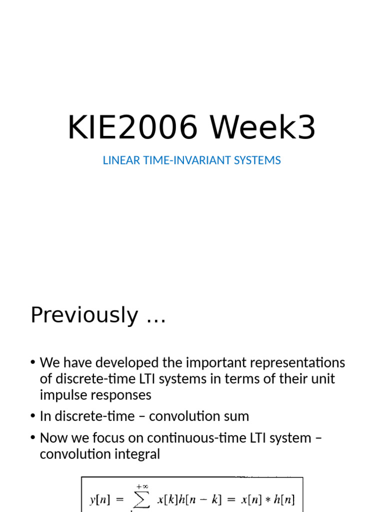 Lecture Week 3 LTI Systems - Annotated | PDF | Convolution | Applied Mathematics