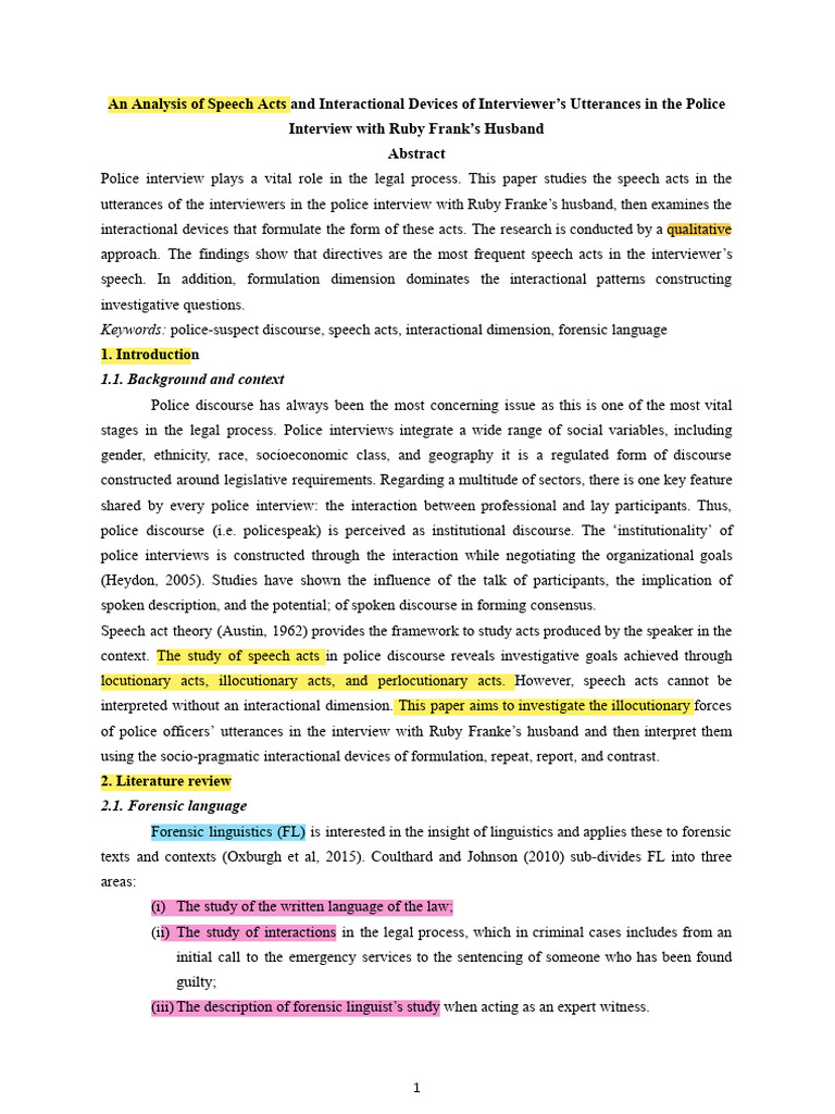 Sample Forensic Ling Paper | PDF | Linguistics | Human Communication