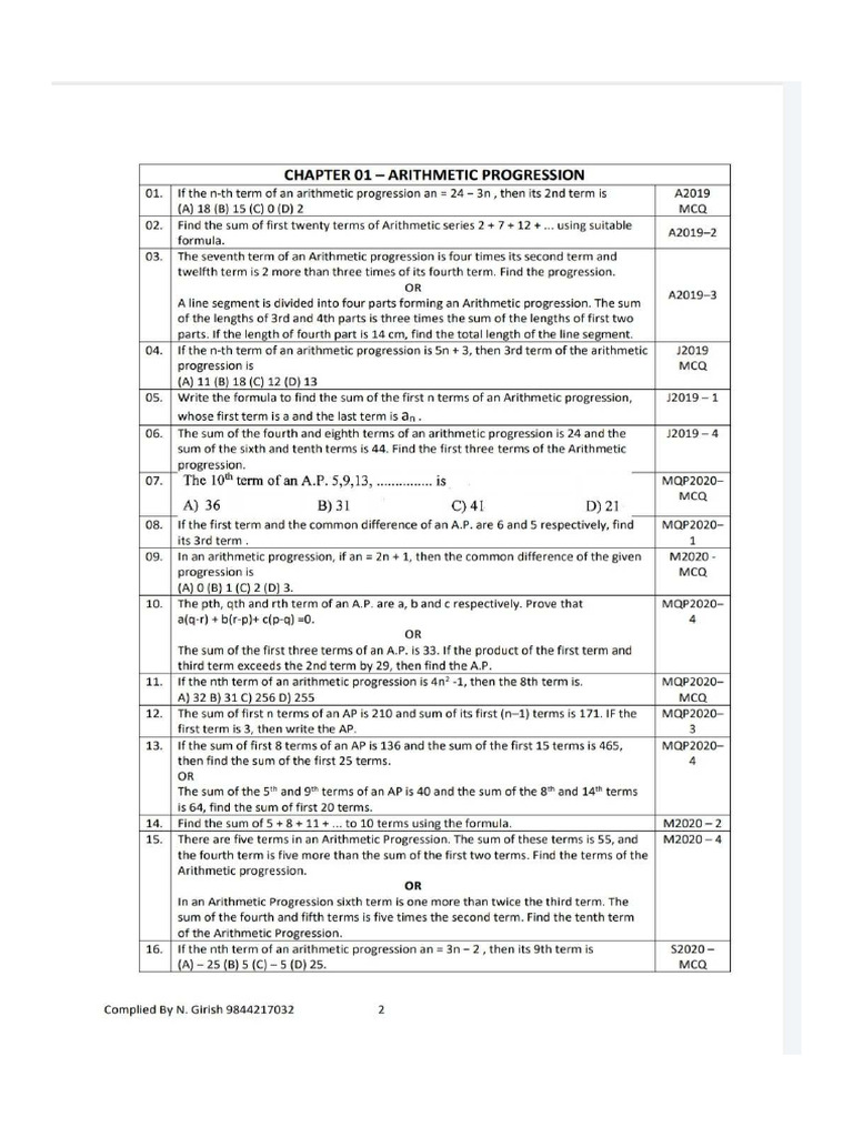 Arithmetic Progression | PDF