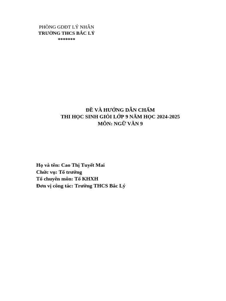 NGƯ VAN - HSG - BAC LY | PDF