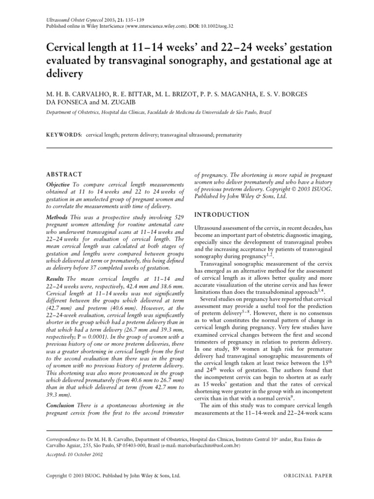 Cervical Length Screening 11-14 Weeks | PDF | Preterm Birth | Childbirth