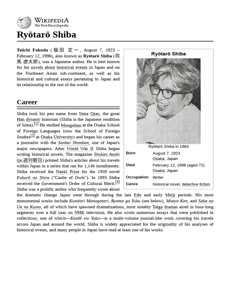 Ryōtarō Shiba | PDF | Feudal Japan | Japan