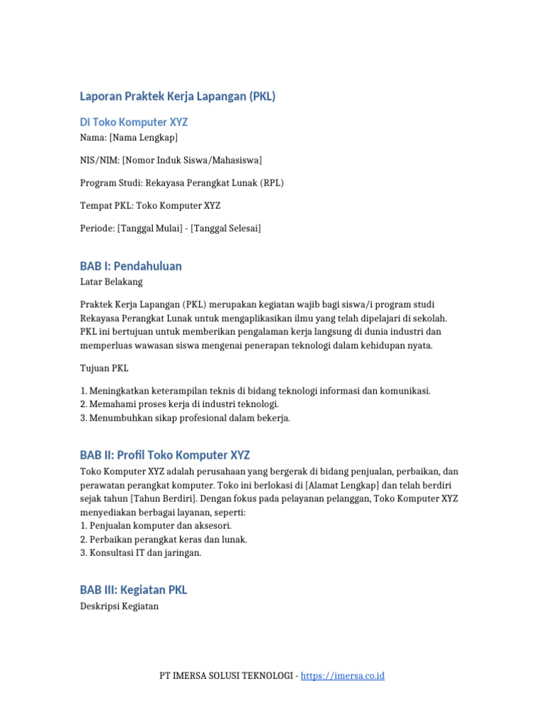 Contoh Laporan PKL RPL Di Toko Komputer | PDF