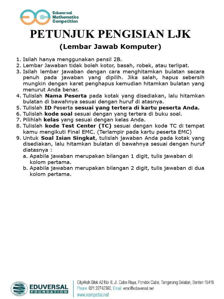 FINAL EMC Petunjuk Pengisian LJK 2024 | PDF